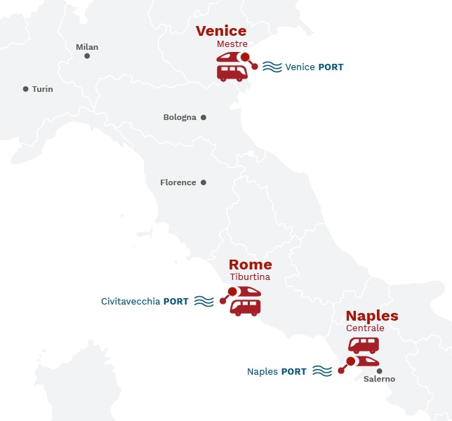 High-speed trains to and from the ports of Naples, Rome & Venice - Italo