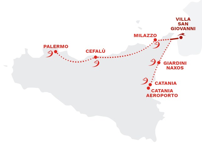 Mappa Bretella Palermo Catania Train