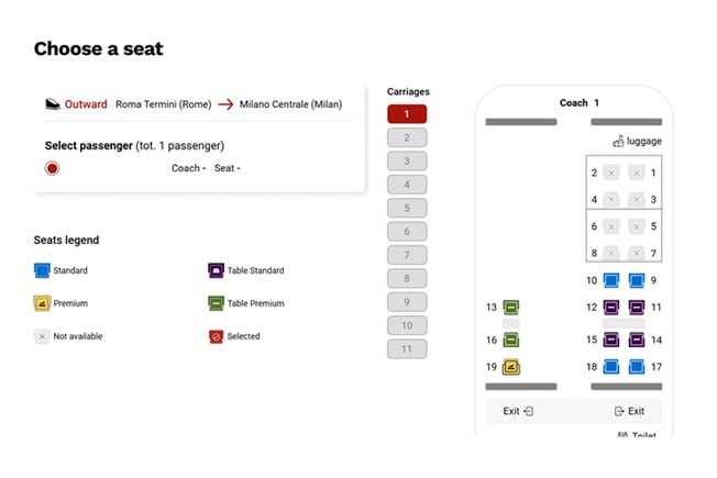 Choosing your seat | ItaloTreno